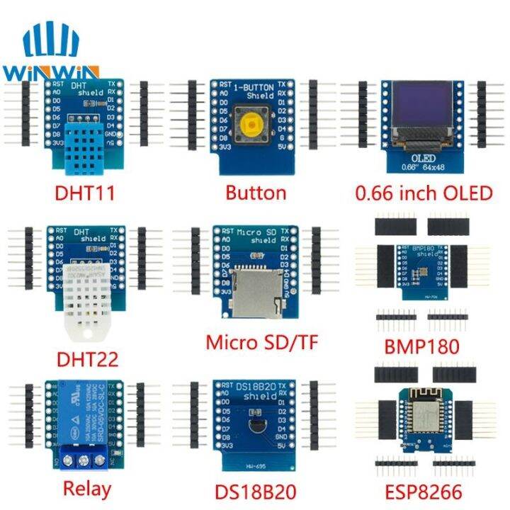 ESP8266 D1 Mini Pro WiFi Development Board NodeMcu WS2812 RGB DHT11 DHT22 AM2302 Relay DS18B20 ...