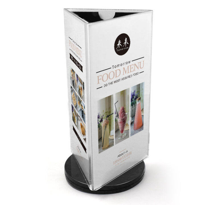 Three-sided rotating table top acrylic double-sided triangle stand ...