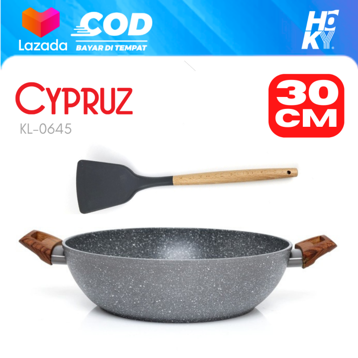 CYPRUZ KI-0645 Kuali Wok Marble 30cm Tanpa Tutup (Anti Lengket) | Lazada Indonesia