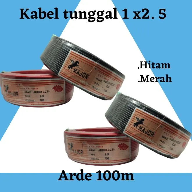 kabel tunggal kabel arde ukuran 1x2.5 100y warna merah dan hitam ...