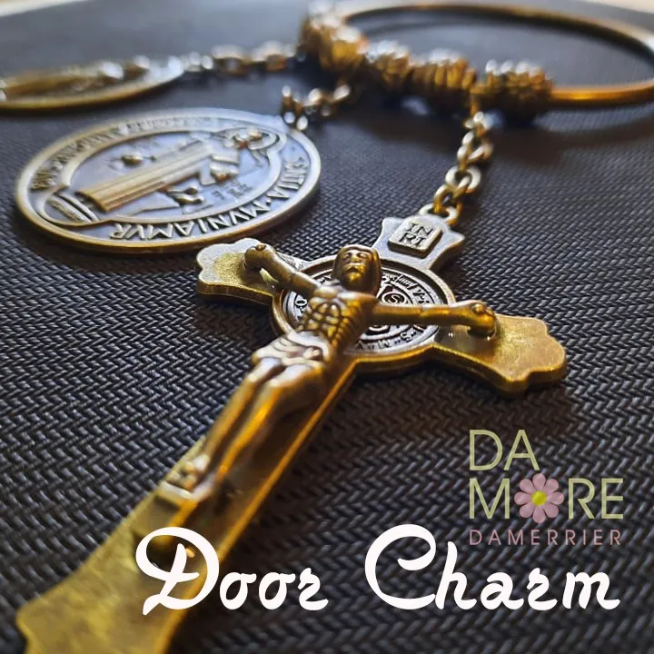 DOORKNOB CHARM RELIGIOUS CHIME HANGER WITH CHARMS ST BENEDICT CROSS ...