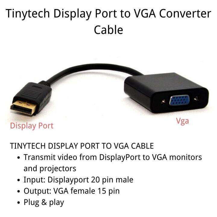 Tinytech Display Port to VGA Converter Cable | Lazada