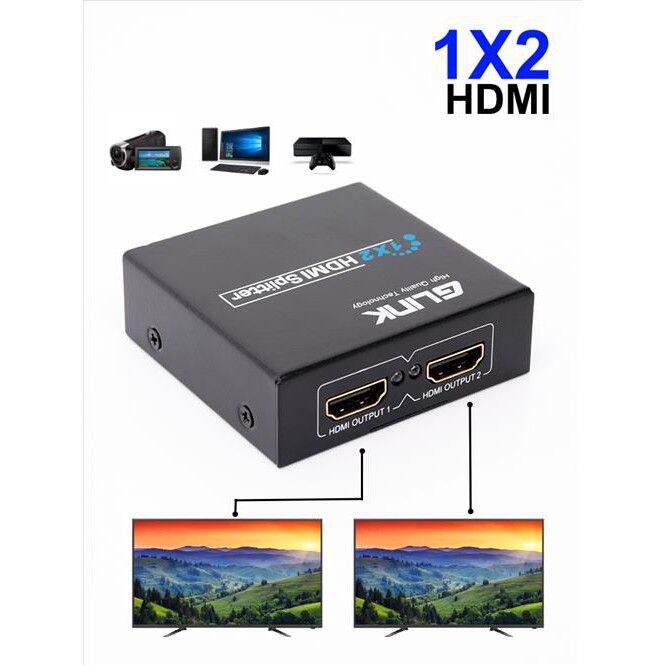 HDMI กล่องแยกจอ 2จอ HDMI Splitter 1x2 Support 3D High Resolution 1080P ...