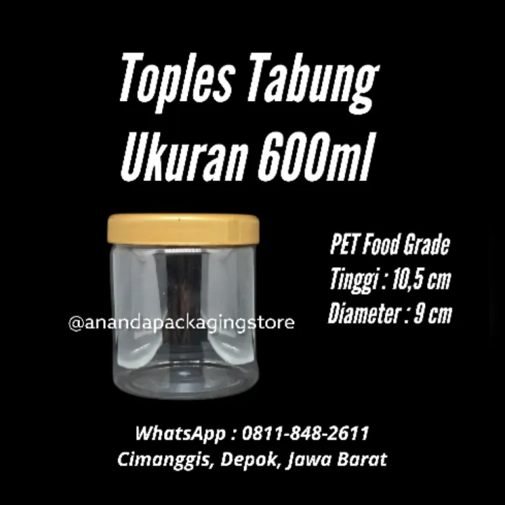 ( Isi 10 ) Toples Tabung Ukuran 600ml / Toples Plastik / Toples Silinder / Toples Kue Kering ...