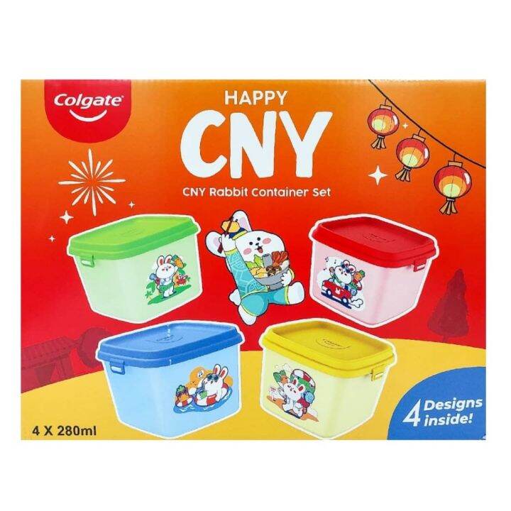 Colgate CNY 4in1 Rabbit Container Set Cute Food Storage 280ml (NOT FOR ...