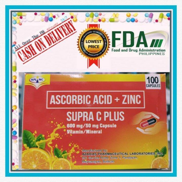 HOT (COD) cz25728kf45 ASCORBIC ACID ZINC SUPRA C PLUS 600mg / 50mg ...