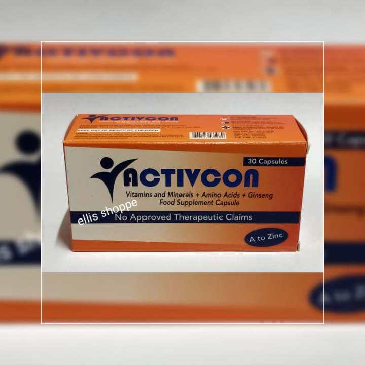 ACTIVCON Vitamins + Amino Acids + Ginseng FOOD SUPPLEMENT 30 Capsules ...