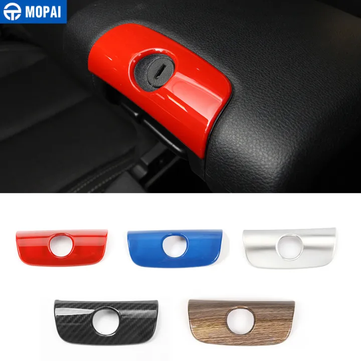 MOPAI ABS อุปกรณ์ตกแต่งภายในรถยนต์ที่เท้าแขนกล่องล็อคตกแต่งปกตัดสติกเกอร์สำหรับรถจี๊ปแรงเลอร์ JK ...