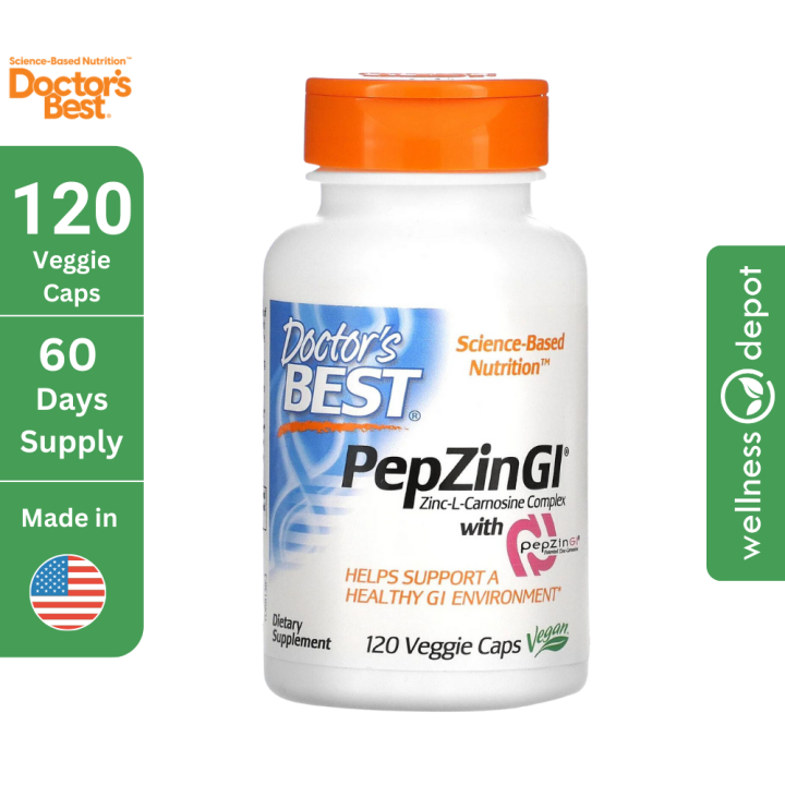 Doctor's Best, PepZin GI, Zinc-L-Carnosine Complex, 120 Veggie Caps ...