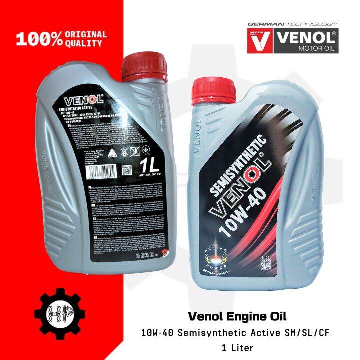 Venol Engine Oil 10W-40 Semisynthetic Active SM/SL/CF 1 Liter | Lazada PH