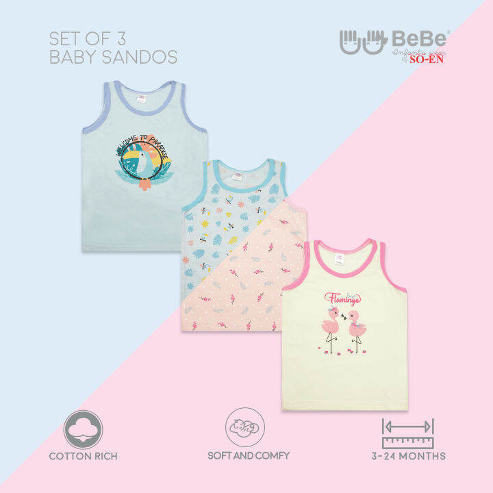 BeBe By SO-EN Baby 3in1 Tropical Fun Premium Cotton Sandos | Lazada PH