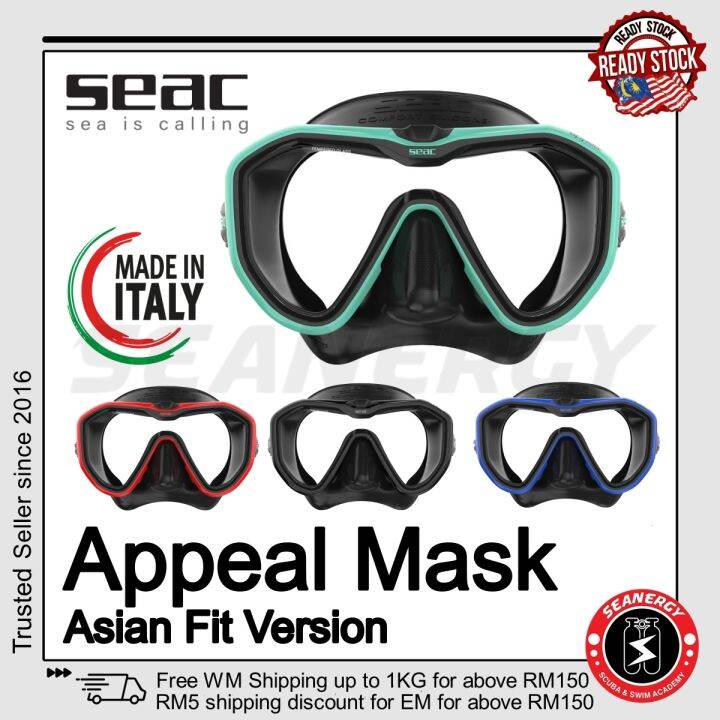 Seac Appeal Mask Asian Fit Version for Scuba Diving Snorkeling Goggles ...