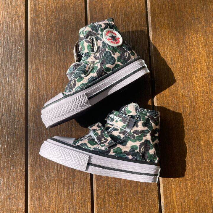 Sepatu Sneakers Anak Loreng Hijau Army BAPE motif Velcro TInggi ...