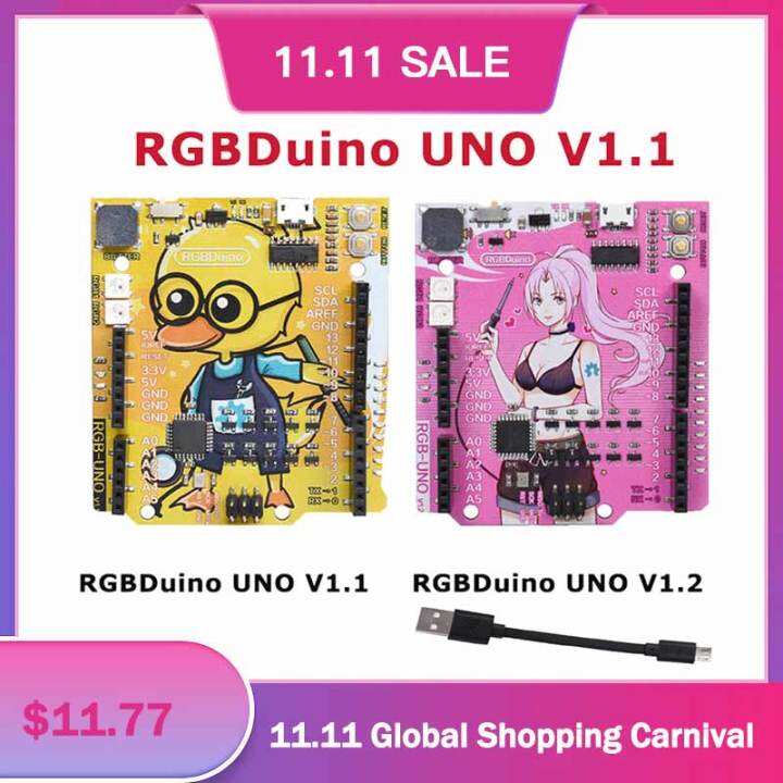 RGBDuino UNO V1.1V1.2 Development Board ATmega328P Chip Micro Controller CH340C VS Arduino UNO ...