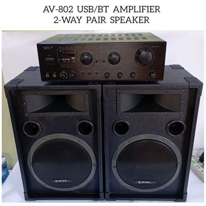 Set AV-802 USB/BT Amplifier & 15" 2-Way Pair Speaker 151 | Lazada PH