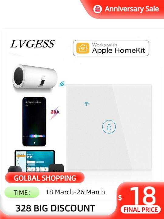 Homekit 20A Wireless Touch Wall Boiler Water Heater Switch Electrical ...