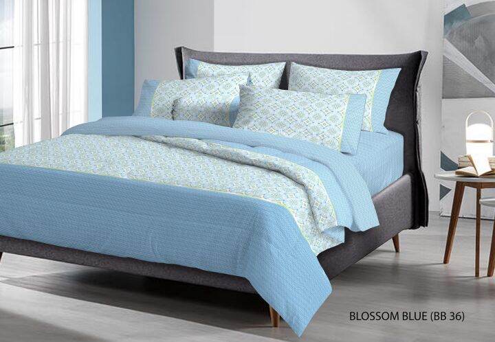 STEVENS ชุดเครื่องนอน ดีไซน์ BLOSSOM BLUE รุ่น SOFTEX เนื้อผ้าไมโครไฟเบอร์ | Lazada.co.th