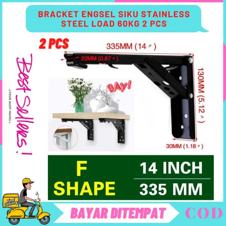 ORIGINAL - Bracket Engsel Siku Meja Lipat Stainless Steel Load 60kg 8 ...