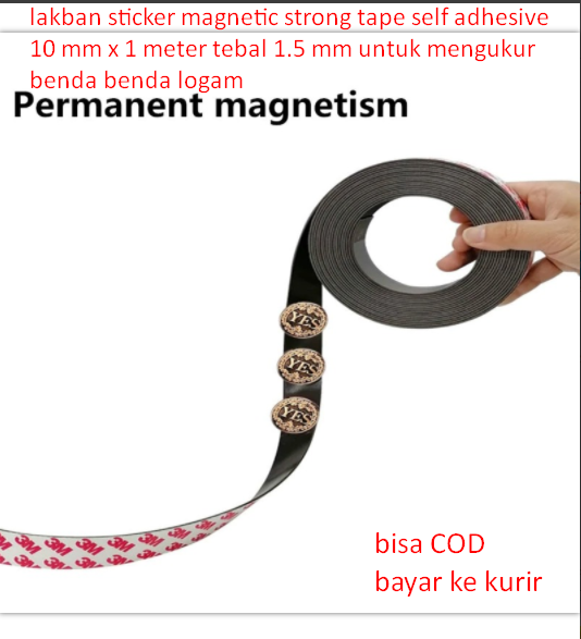 lakban sticker magnetic strong tape self adhesive 10 mm x 1 meter tebal ...
