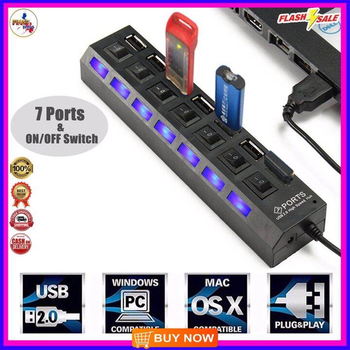 ORIGINAL USB 7 PORT HUB WITH ON / OFF SWITCHUSB PLUG-IN 7-PORT HUB ...