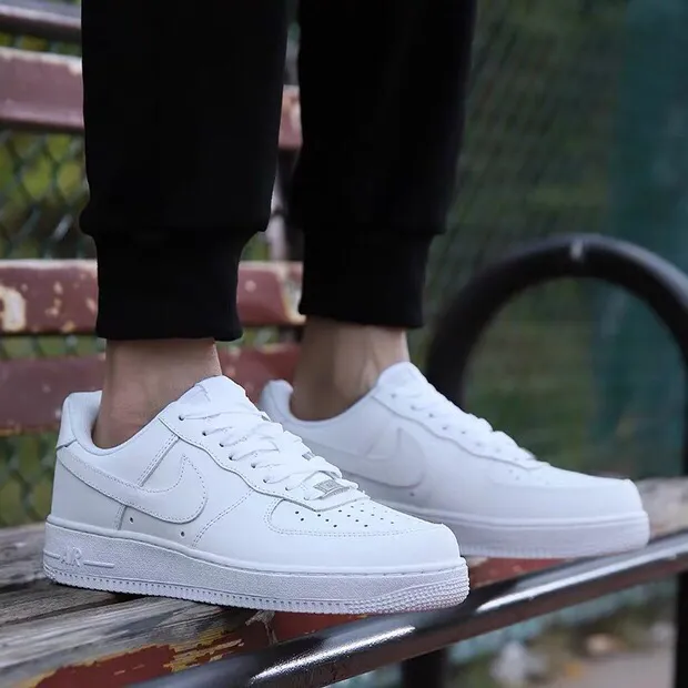Nike men's shoes AIR FORCE Air Force One AF1 pure white low-top women's ...