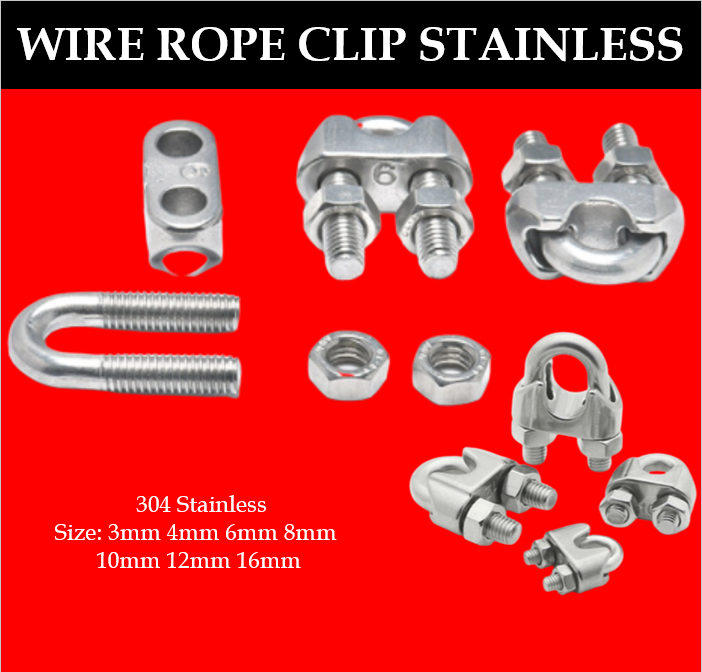 TOYU 3mm-16mm Stainless & Galvanized Steel Wire Rope Clip thimble ...