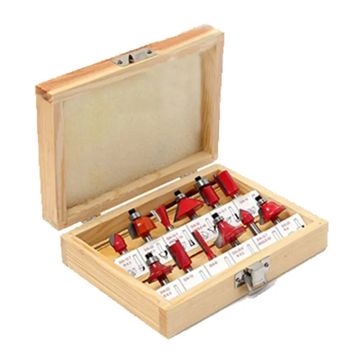 Router/Trimmer Bits SET 12PCS/SET 1/4" (6mm) with Wooden case | Lazada PH