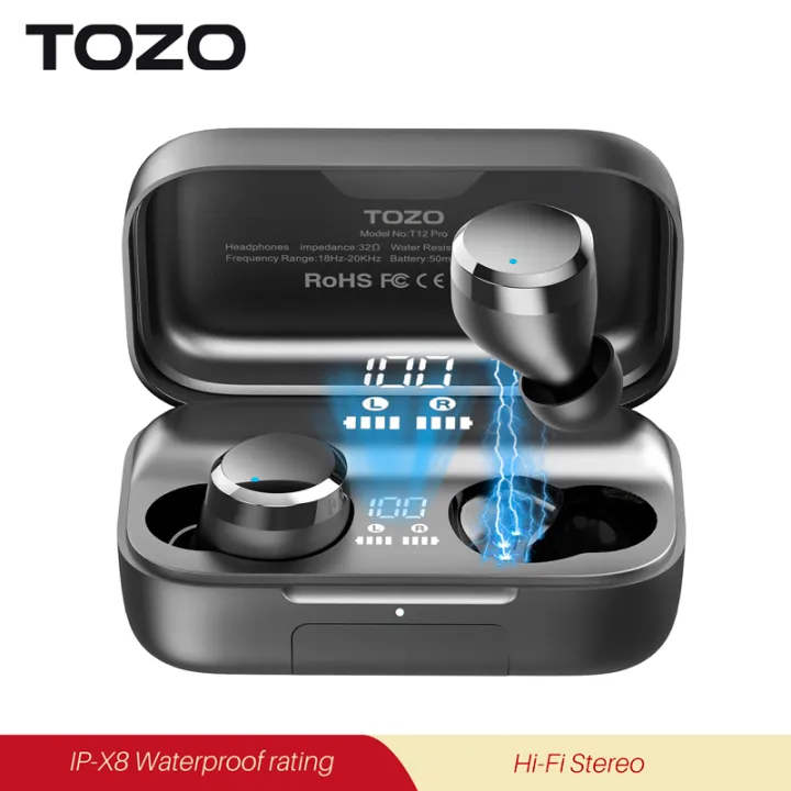 TOZO T12 Pro Bluetooth Headphones ,Wireless Earbuds with 4 Mics ,CVC 8. ...