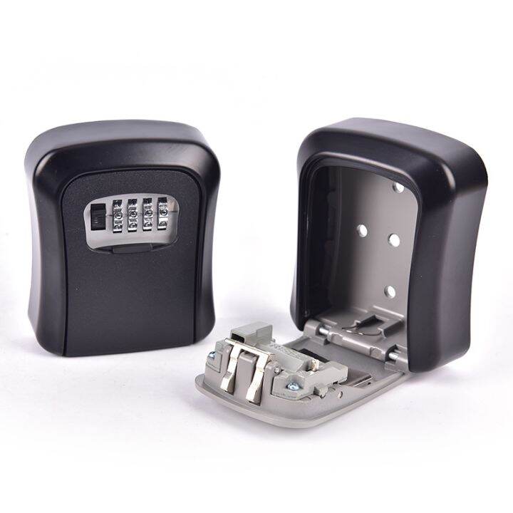 Outdoor Key Lock Box Wall Mounted Aluminum Alloy Key Safe 4 digit ...