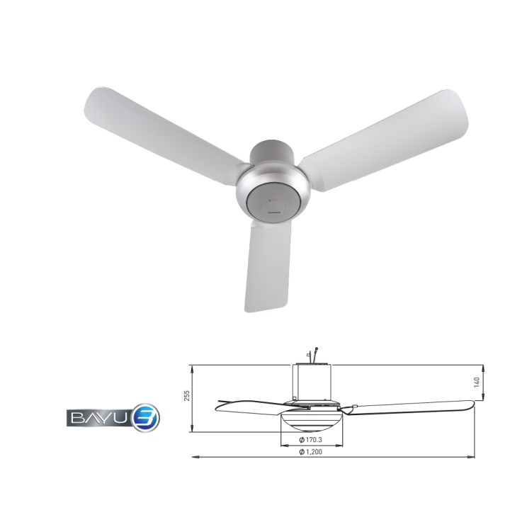 Panasonic Ceiling Fan Bayu JR 3-Blade F-M12D2 (48 Inch) Remote Control ...