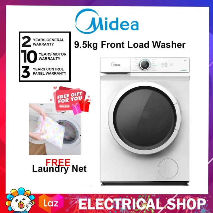 Midea 9.5kg Front Load Washer Inverter MF100W95B Mesin Basuh (FREE ...