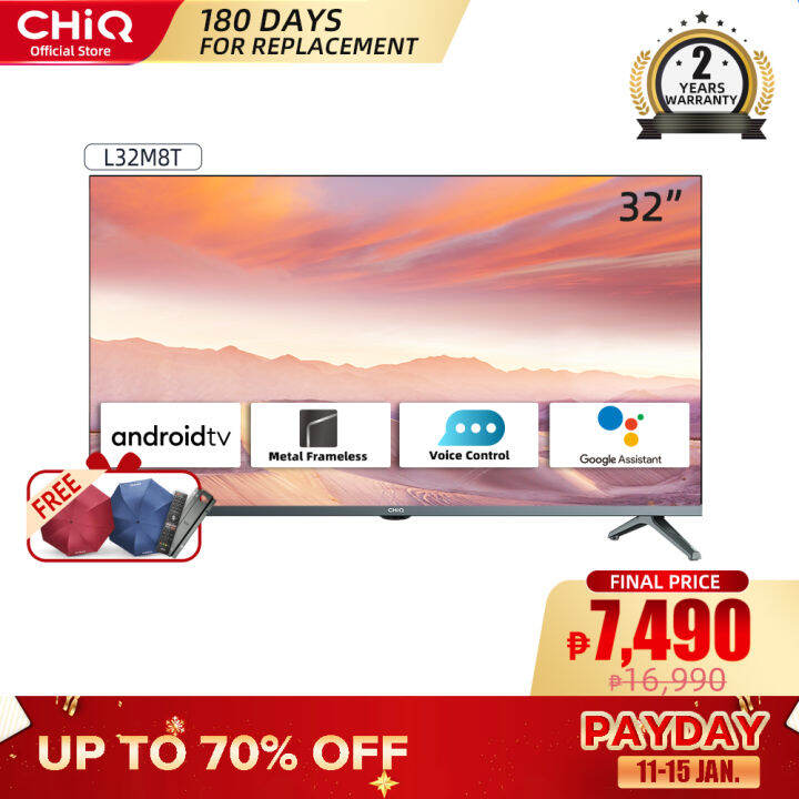 CHiQ L32M8T 32 inch Smart TV Android Metal Frameless Voice Control Play ...