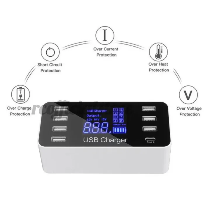 SMART USB CHARGER WITH LCD DISPLAY WITH 8 USB POWER PORTS kuku | Lazada PH