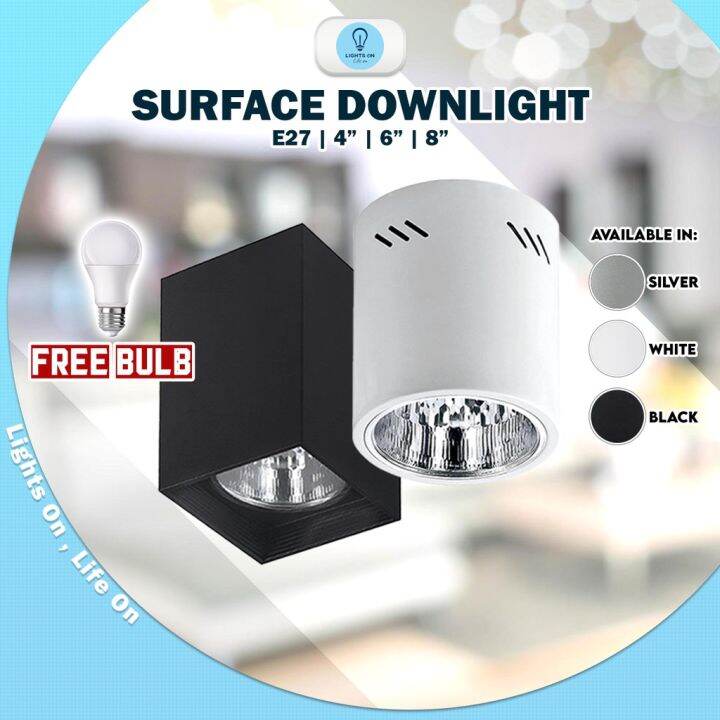 4/6/8 Inch E27 Flush Mount Surface Downlight Milo Tin Lampu Siling Moden Lampu LED | Lazada
