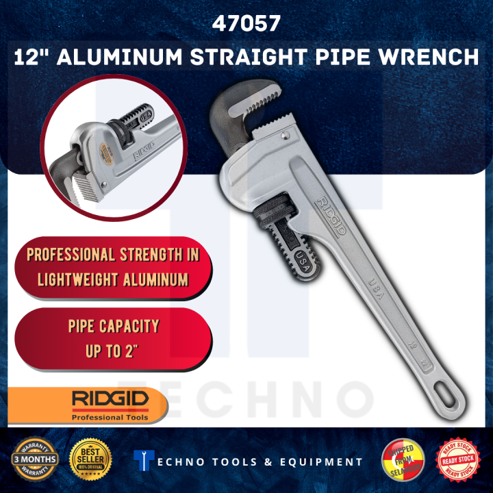RIDGID 47057 Model 812 Aluminum Straight Pipe Wrench, 12-inch | Lazada