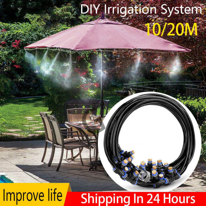 10/20M DIY Irrigation System Mist Cooling System Outdoor Misting Kit Atomizing Spray Kits ...