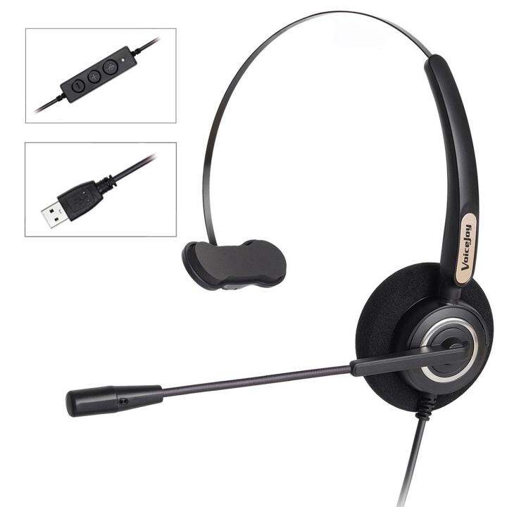USB Plug Headset for PC and Computer, Noise Cancellation Microphone ...