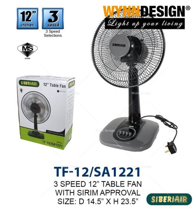Wynn Design [Table Fan] Siberiair 12" Fan Table Fan 16" Kipas Meja Kipas Berdiri (SIBERAIR-SF/TF ...