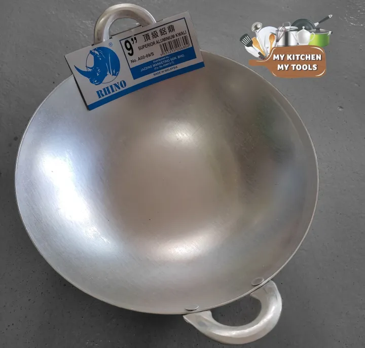 Rhino Double Handle Superior Aluminium Mini Wok 9inches / kuali mini ...