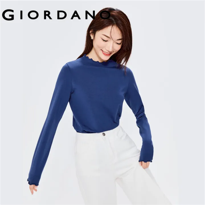 GIORDANO Women T-Shirts Stretchy Stringy Selvedge Casual T-Shirts ...