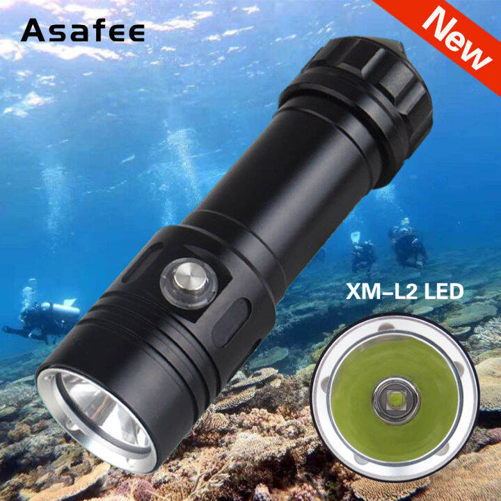 Asafee 1200LM AF05D L2 LED diving Flashlight torch underwater 50m ...