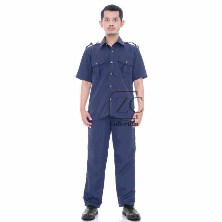 Seragam Safari Security Satpam Warna Biru Navy Terbaru Lengan Pendek ... Seragam Safari Security Satpam Warna Biru Navy Terbaru Lengan Pendek ...