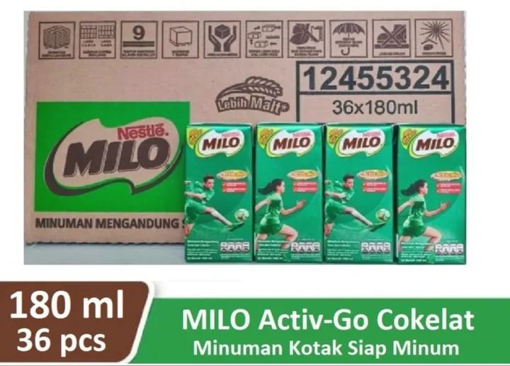 Milo Activ-Go UHT Susu Coklat 180ml (1 dus isi 36pcs) minuman coklat enak dan murah | Lazada ...