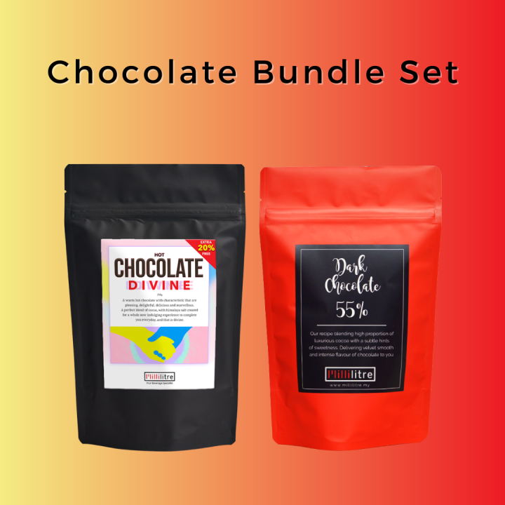 Millilitre Chocolate Bundle Set [55% Cocoa Dark Chocolate Powder (300g ...
