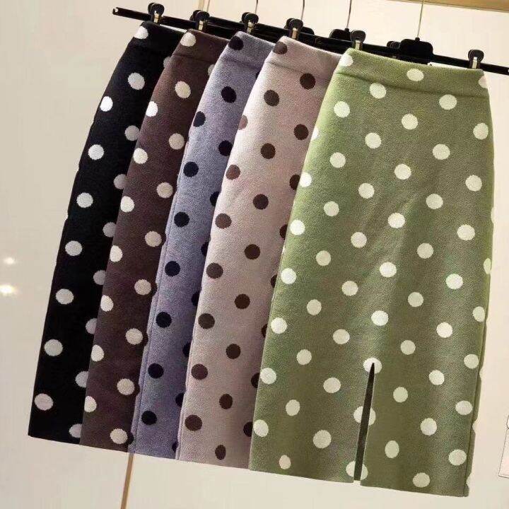 FDHDH ใหม่2020กระโปรงไหมพรมลายจุดทรงสวยเกาหลี | Lazada.co.th