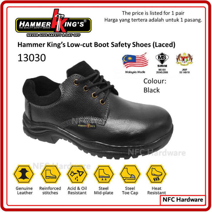 HAMMER KING'S 13030 Low-cut Boot Safety Shoes Black (Laced) | Lazada
