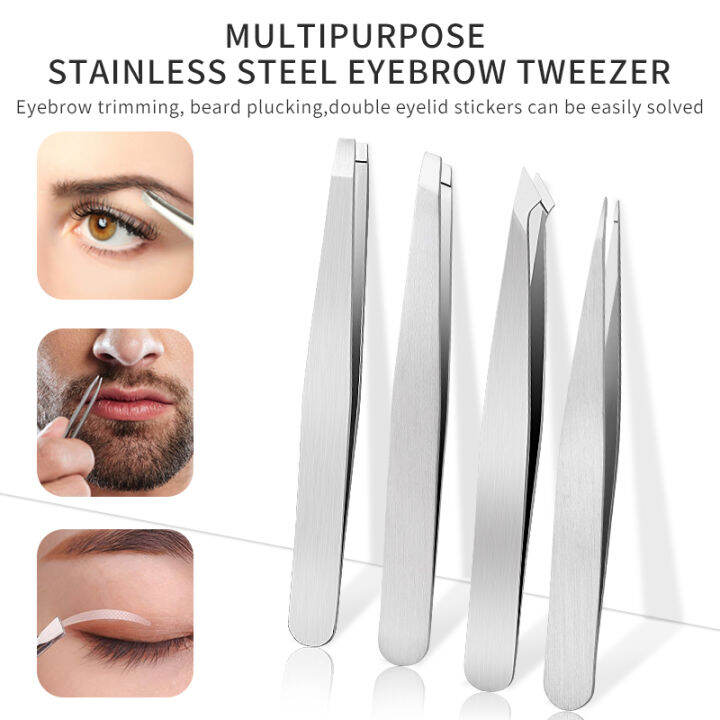 Eyebrow Tweezer Stainless Steel Hair Beauty Fine Hairs Puller Stainless ...