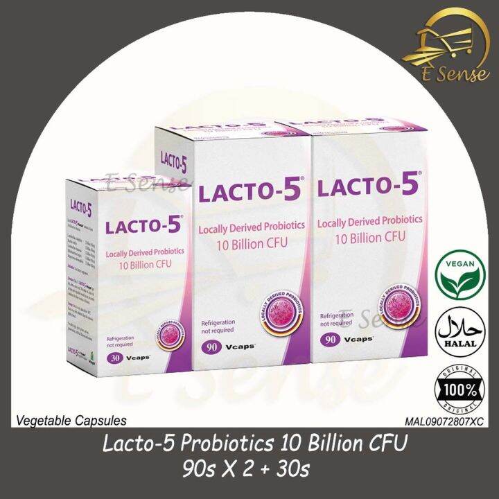 [E SENSE] Lacto-5 Probiotics 10 Billion CFU 90S +90S +30S Value Pack ...