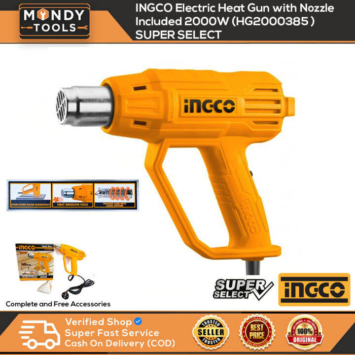 INGCO Electric Heat Gun with Nozzle Included 2000W (HG2000385) SUPER ...