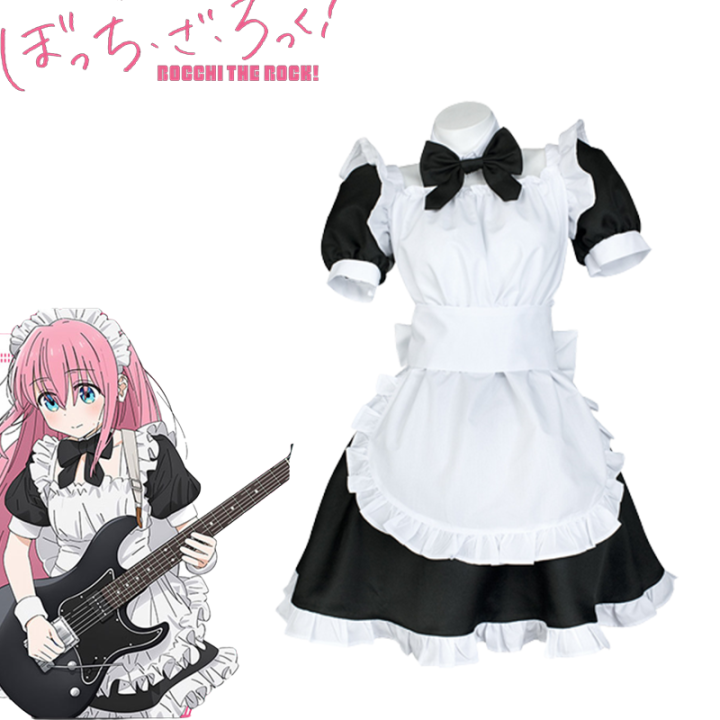 Bocchi The Rock Gotou Hitori Maid Outfit Cosplay Costume Uniform Fancy